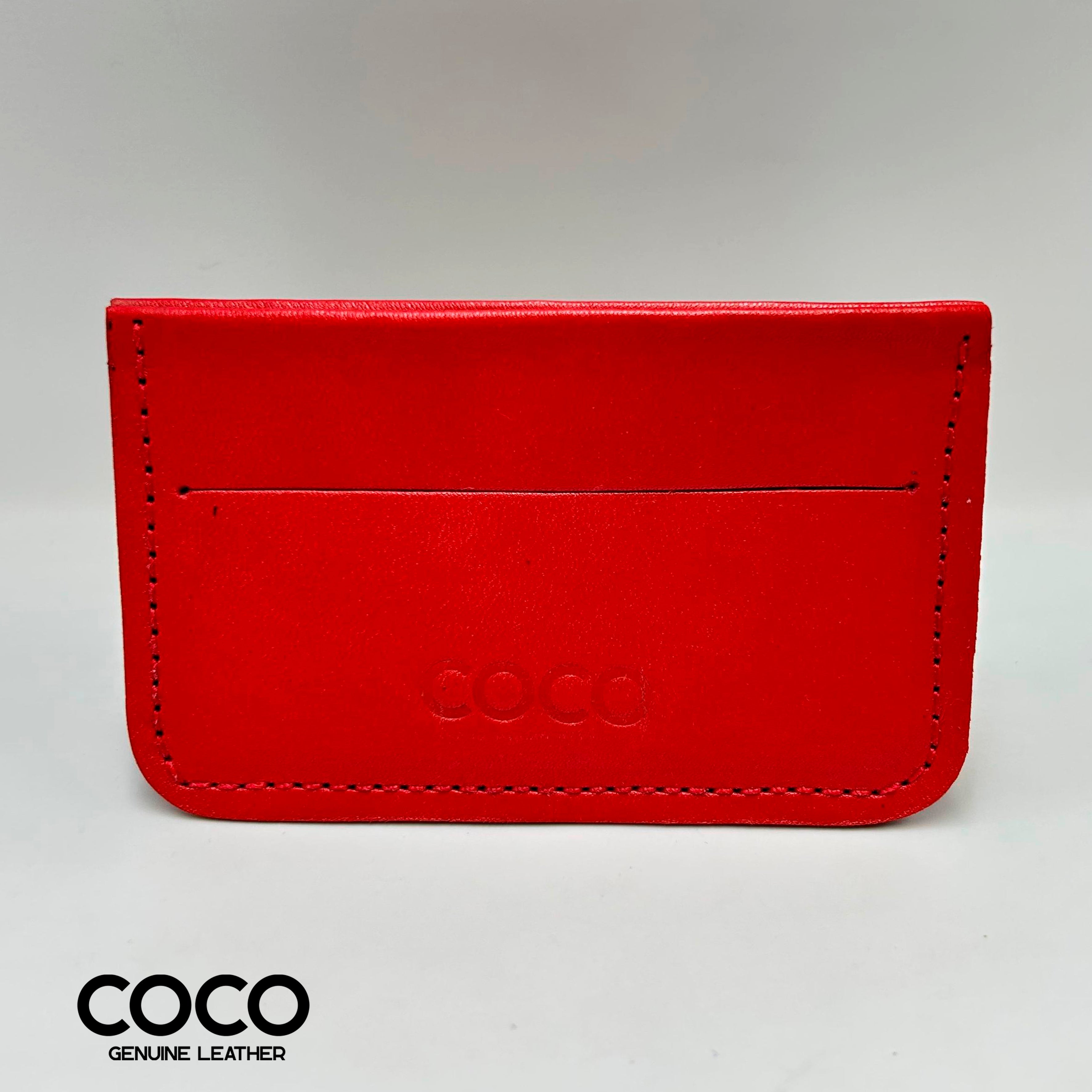 Tarjetero Minimalista Cuero Full Grain Rojo COCO – HERITAGE Bolivia